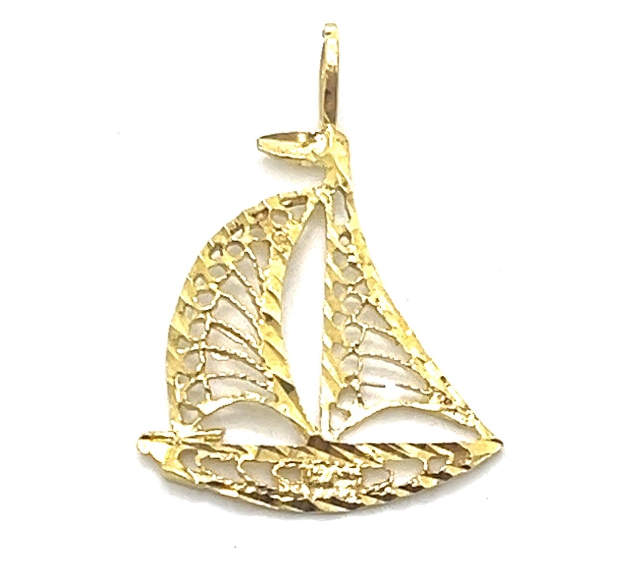 14K YELLOW GOLD SAILBOAT PENDANT charm sailing ocean sail beach sailor ...