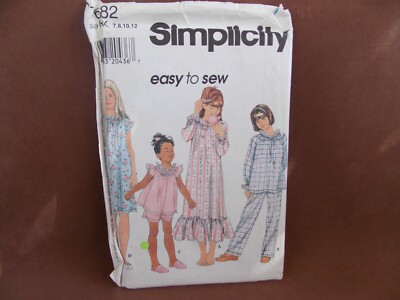 Simplicity Girls/Childs Nightgown & Pajamas Sizes 7-12 Uncut Pattern ...