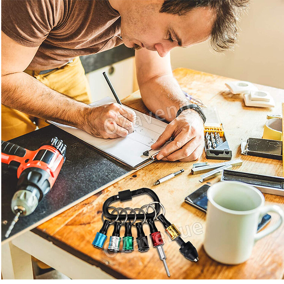 6Pc Hex Shank Screwdriver Bit Holder Extension Bar Tough Keychain ...