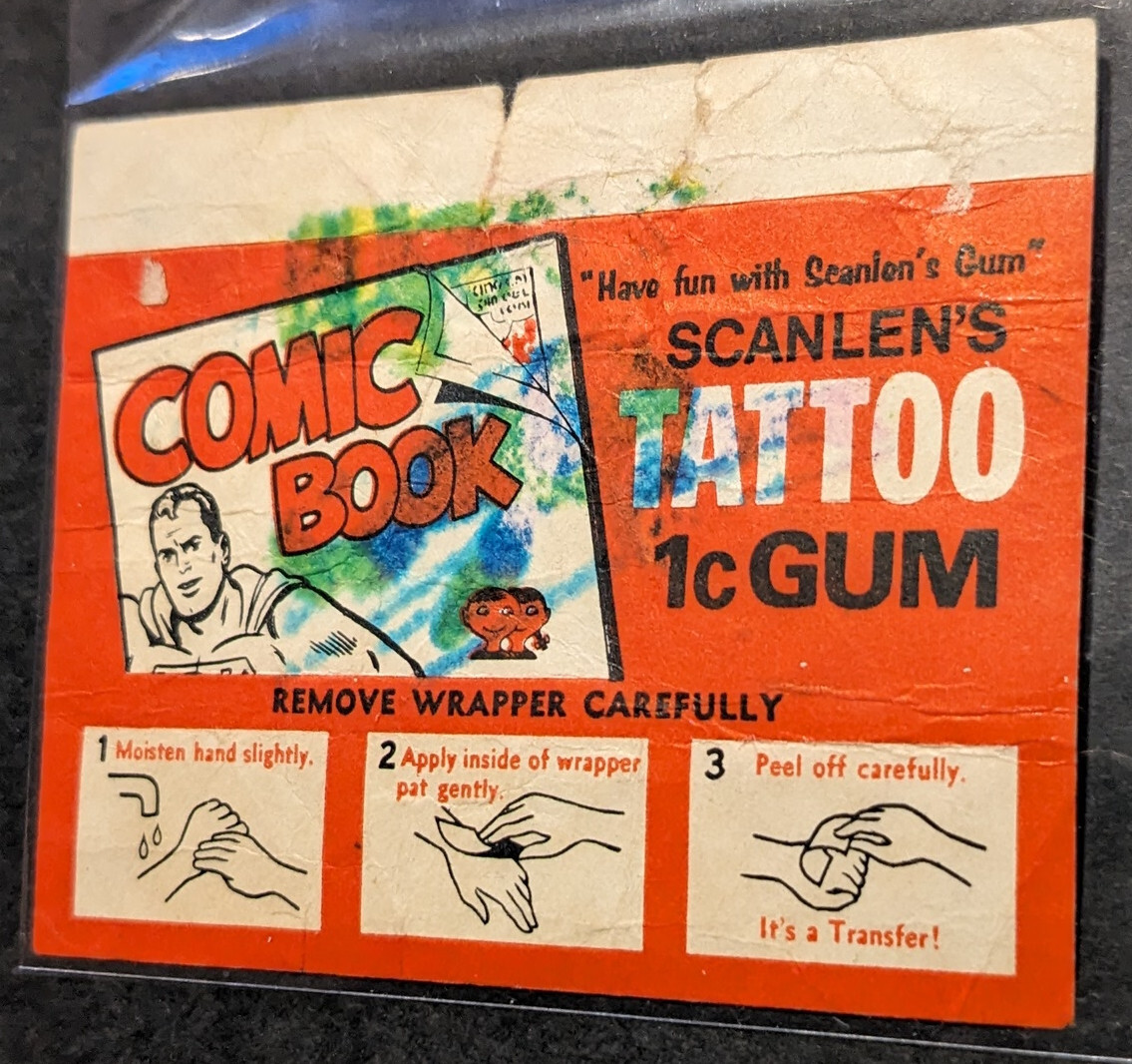 1967 Scanlens Superman Comic Book Tattoo Batman Gum Wrapper Scanlen's ...