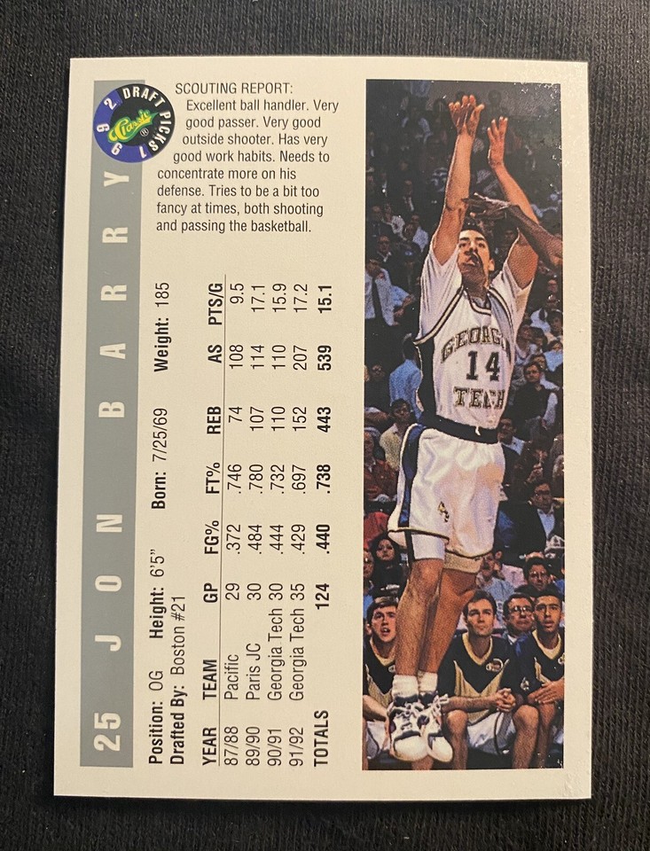 1992 Draft Picks - #25 Jon Barry | eBay