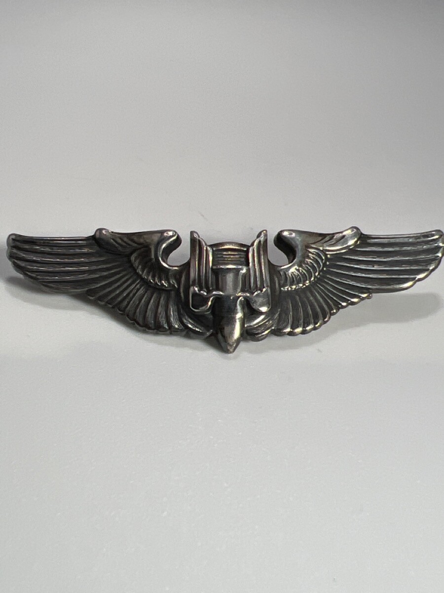 Silver WWII Aerial Gunner Bomber Winged Bullet Badge Pin 925 Silver ...