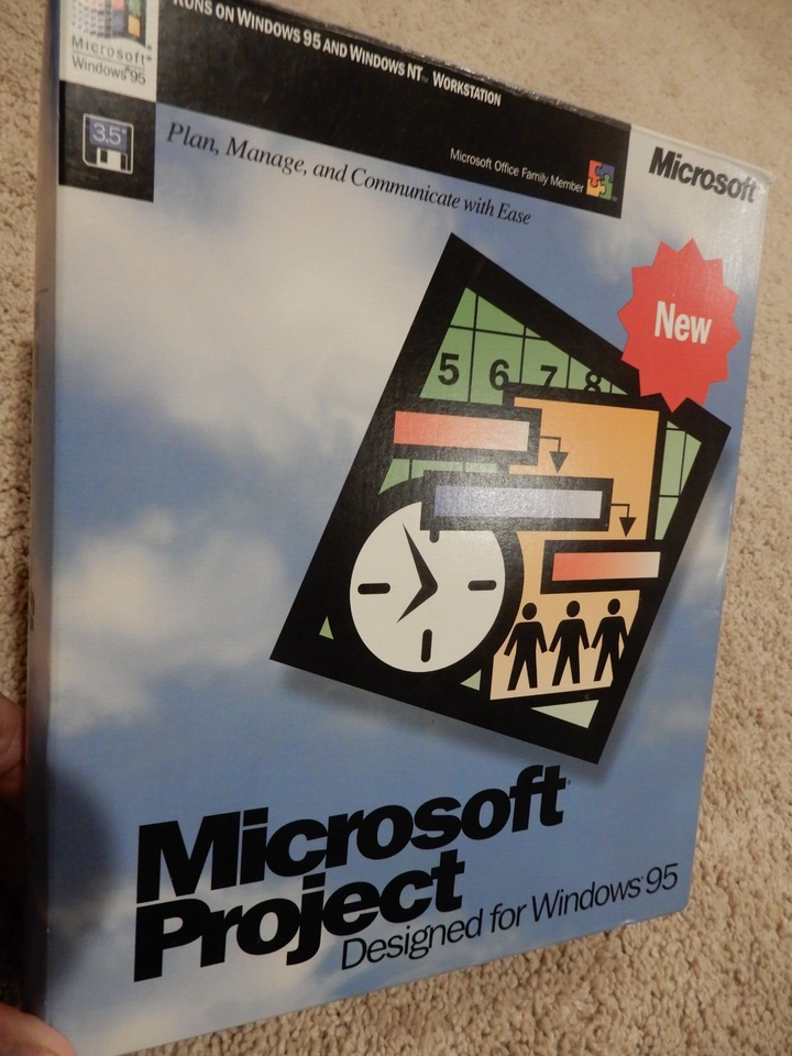 MICROSOFT PROJECT DESIGNED FOR WINDOWS 95 OPEN BOX SEALED FLOPPY | eBay