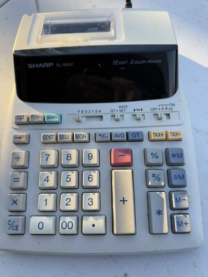 Sharp EL-1801P 3 Portable 12-Digit 2-Color Serial Printing Calculator ...