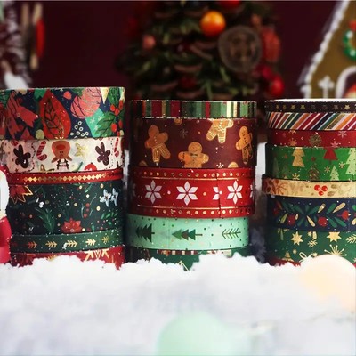 21 Rolls Merry Christmas Washi Tape, Gold Foil Washi Tape Set - Green ...