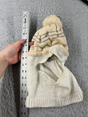 Ski Mask Beanie Toque Adult One Size Ivory Gray Knit Wool Blend Winter ...