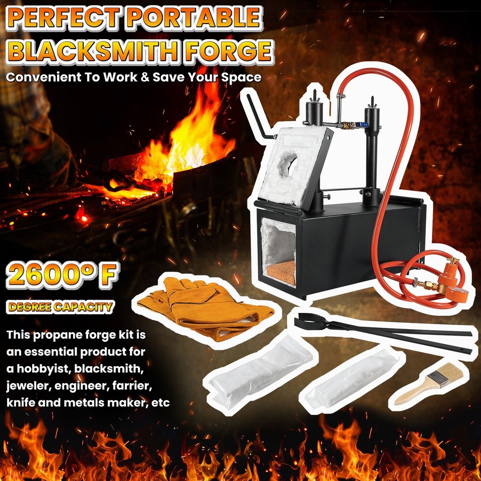 Gas Propane Forge Double Burner Furnace Blacksmithing Knife Tool ...