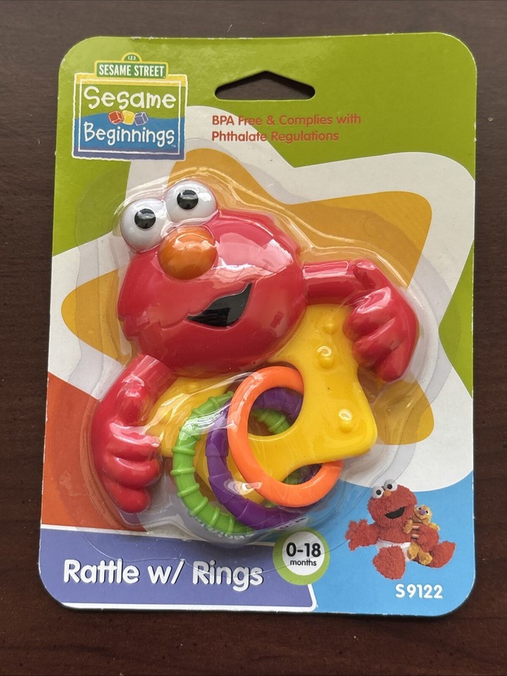Elmo Baby Rattle Sesame Street with Rings New Free Shipping | eBay