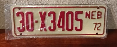 NOS Sealed 1972 Nebraska 30 X3405 Trailer Motorcycle License Plate | eBay