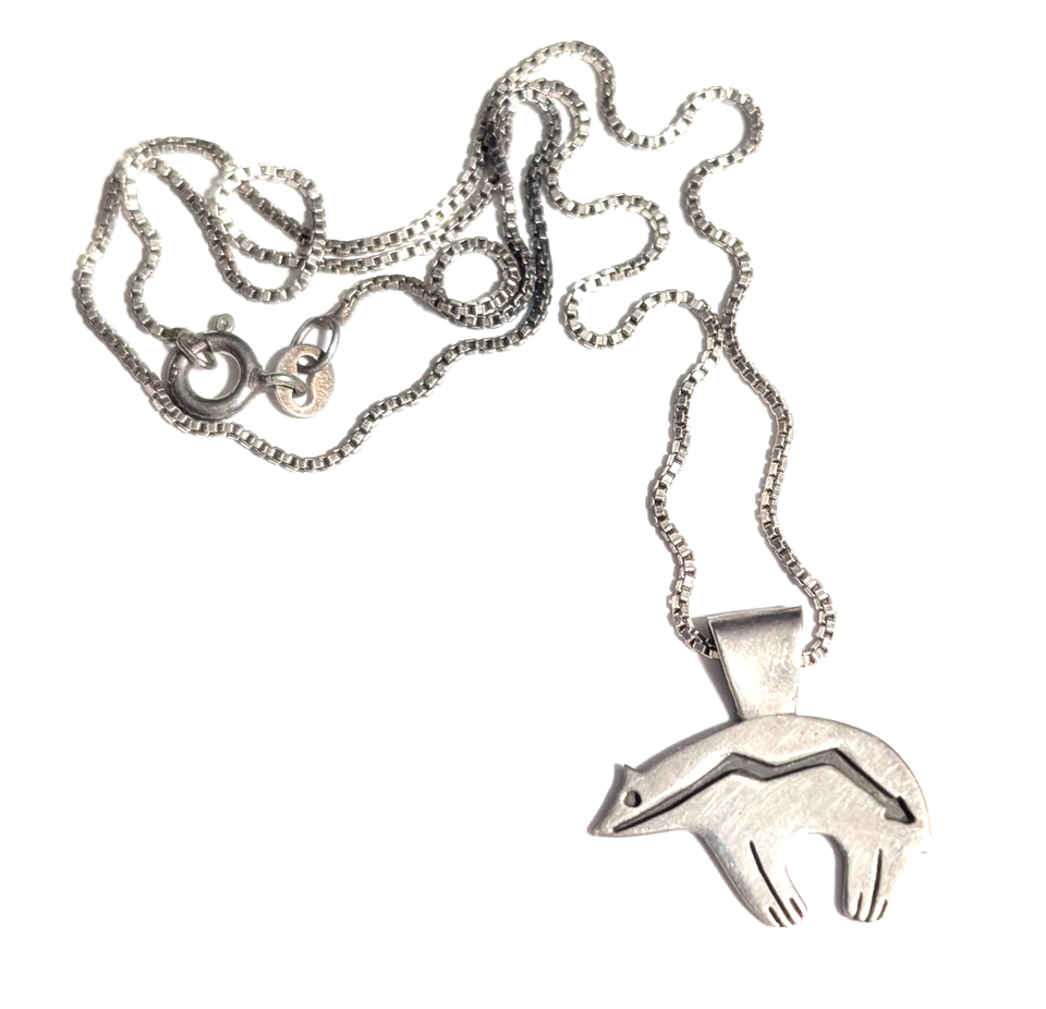 Raquel & Leonard Hurley Navajo RLH 925 Sterling Silver Bear Pendant ...