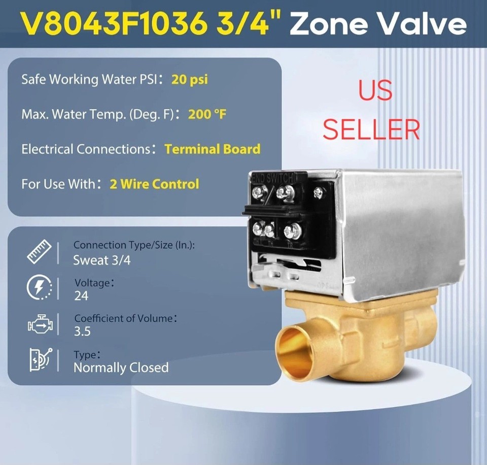 V8043F1036 Zone Valve for Honeywell, Replacement | eBay