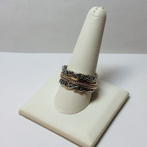 Or Paz Israel Sterling 925 Silver Rose Colored Floral Lace Spinner Ring ...