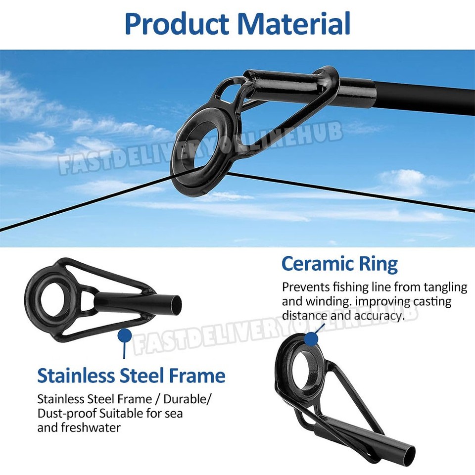 80PCS Fishing Rod Tip Repair Kit Fishing Rod Tips Stainless Ceramic ...