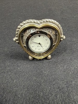 Brighton Desk Clock, "Time is Life's Heartbeat" Silverplate Not Tested ...