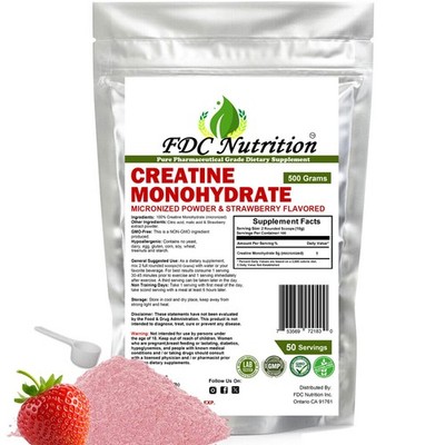 FDC Creatine Monohydrate 500g (18OZ) , Micronized powder Strawberry ...
