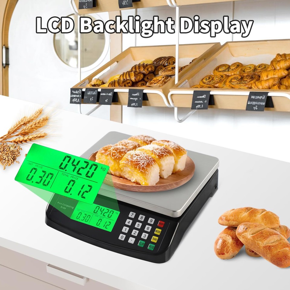 Large Digital Kitchen Scale Black 40KG/88LB Commercial Food Weight ...