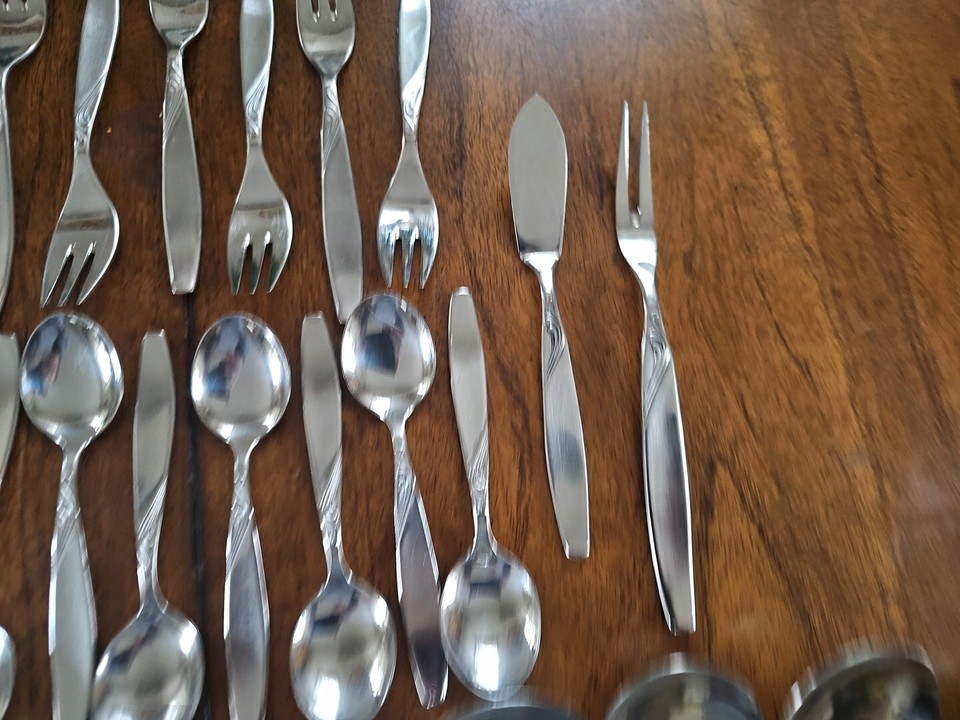 67pc Solingen Rostfrei Stainless Nicrosil Flatware Germany Swirl Forks ...