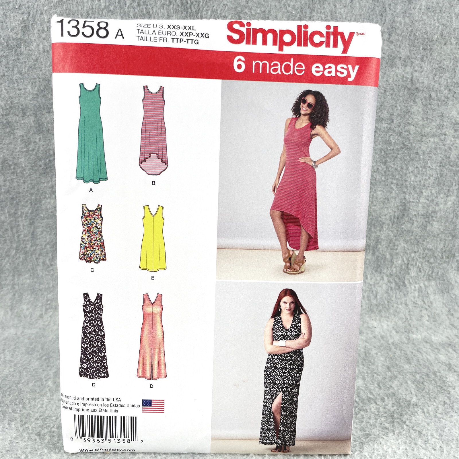 Simplicity 1358 Plus Size Dress with Slit Sleeveless Misses XXS XXL ...