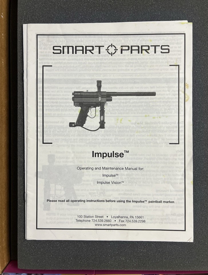 SMART PARTS IMPULSE PAINTBALL MARKER BOX + ASSORTED MANUALS - RED - (NO ...