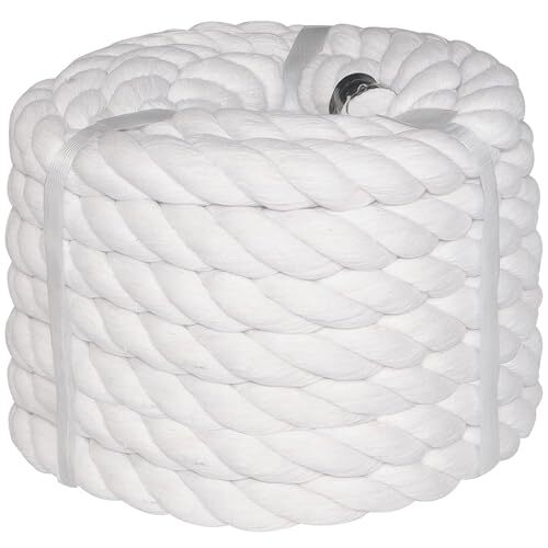 White Cotton Rope 1 inch x 50 feet Natural Thick Strong Rope for Crafts ...