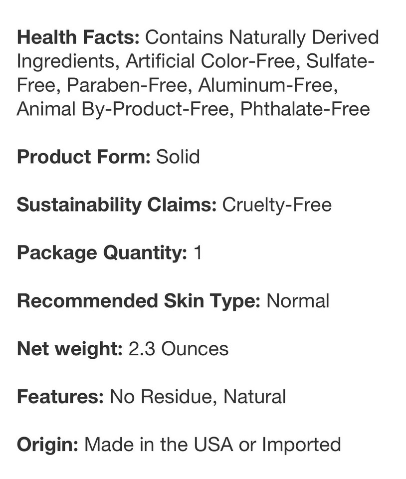 Native Whole Body Stick Deodorant Unscented Natural Ingredients No ...