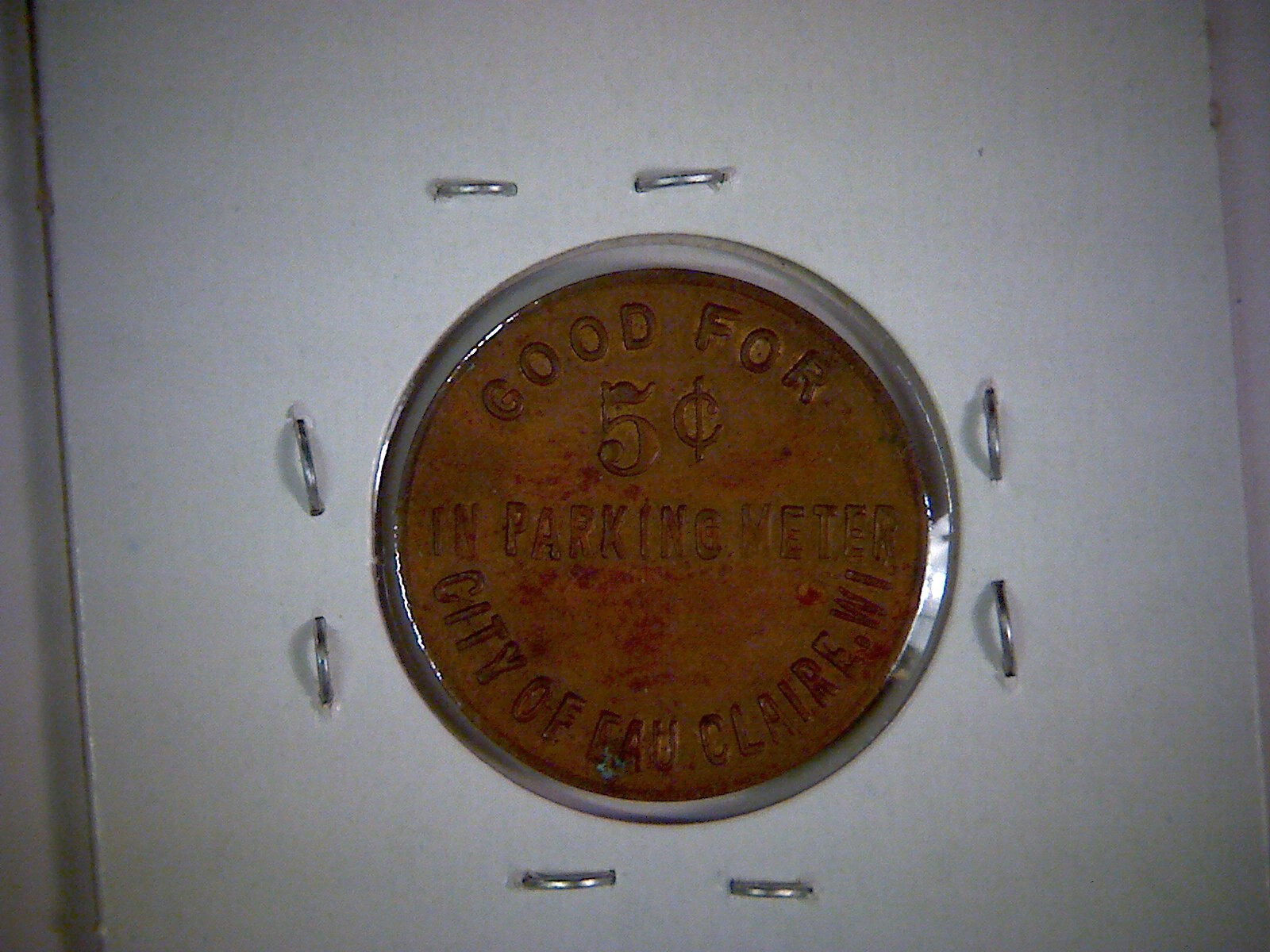 COURTESY PARKING METER TOKEN EAU CLAIRE WISCONSIN, METAL TOKEN FOR 5 ...