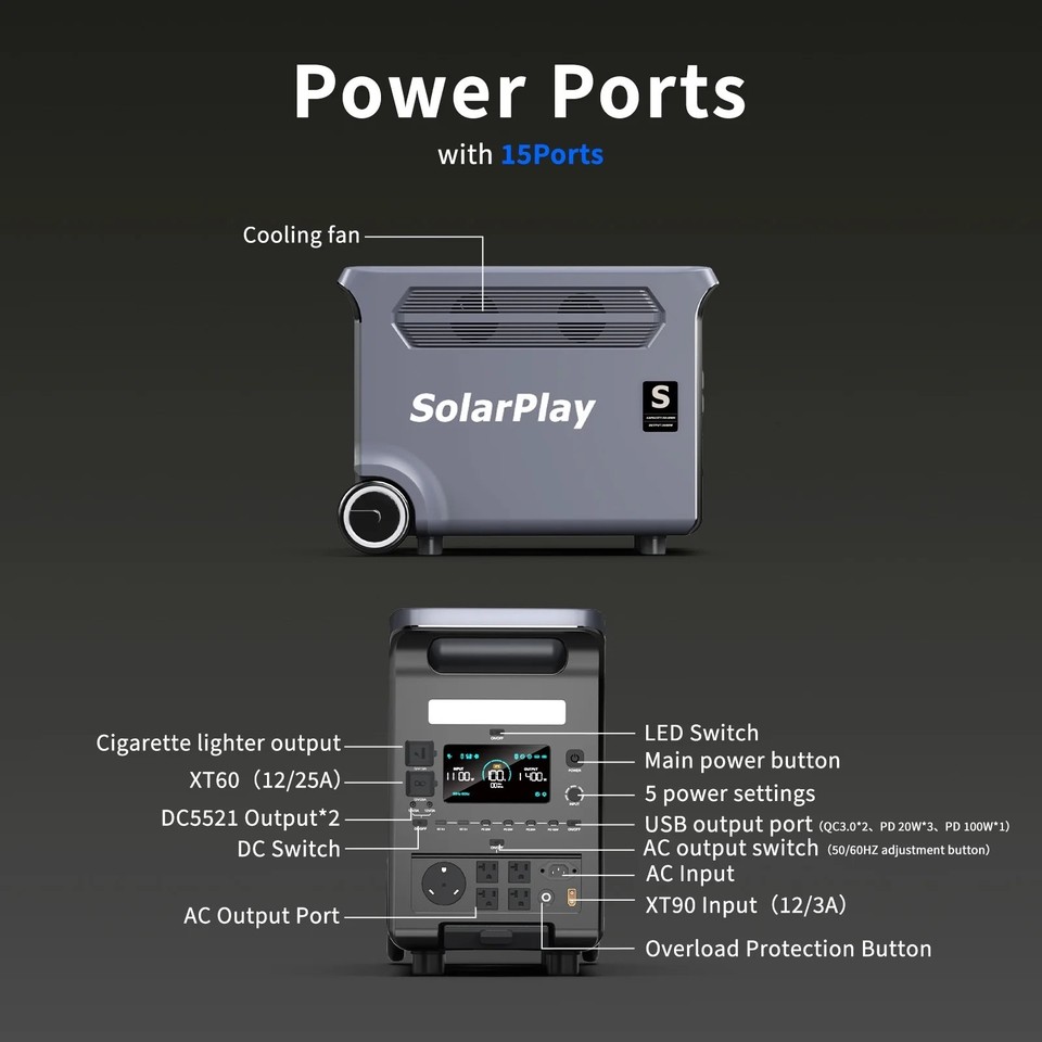 SolarPlay Q3600 Portable Power Station 3840Wh Generator for Outdoor ...