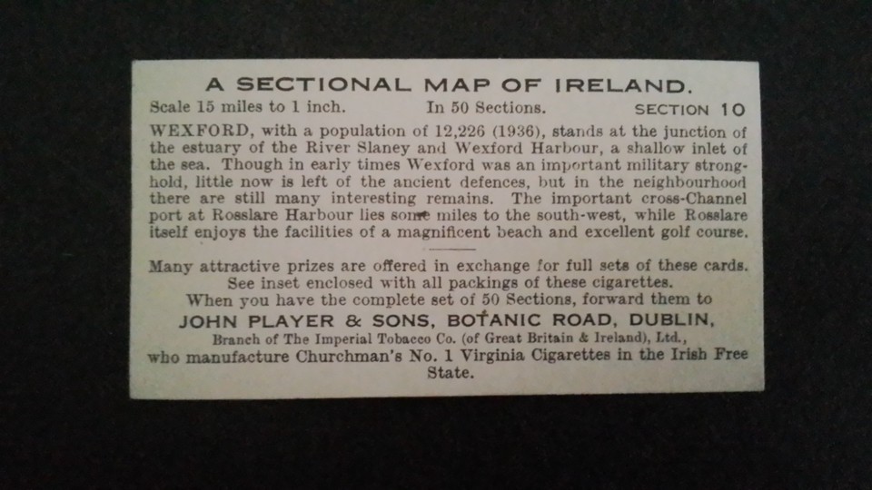 J. PLAYER 1932. A SECTIONAL MAP OF IRELAND. CARD NO 10. SEE DESCRIPTION ...