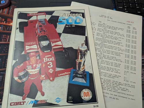1985 Michigan Speedway Michigan 500 Indy Car Program w/ line up + BONUS ...