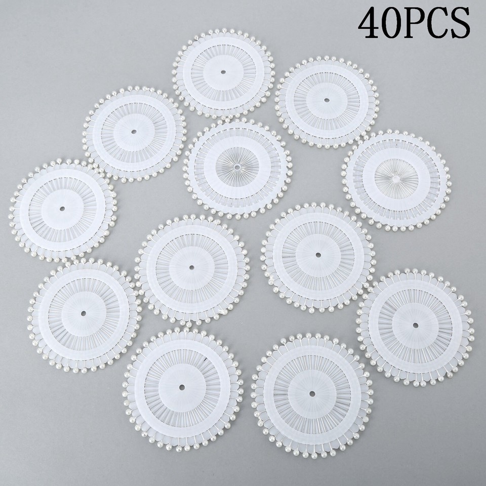 40/480Pcs 35mm PEARL WHITE HEAD DRESSMAKING CRAFT PINS Corsage Sewing ...