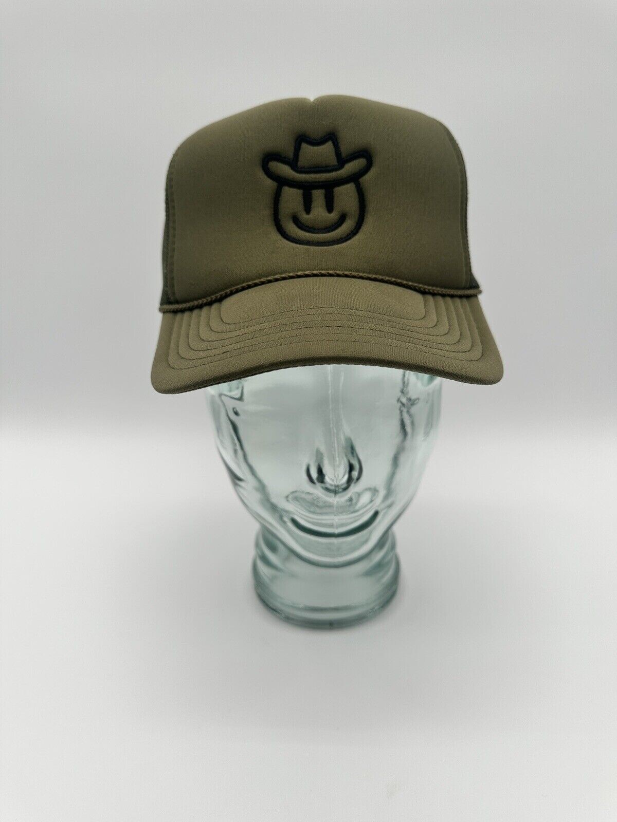 Cowboy Hat Emoji Snap-Back Trucker Hat UNISEX Army Gr… - Gem