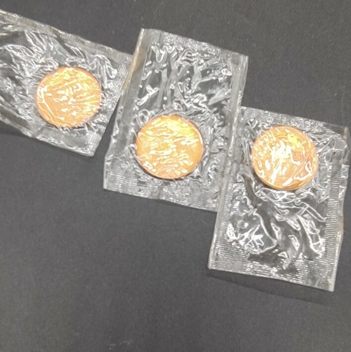 3 Commemorative Apollo 11 Copper Coin Token in orginal packaging. Unc ...