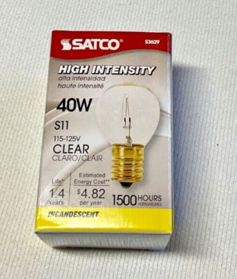 Satco S3629 Intermediate Base 40-Watt S11 Light 1 Count Clear BULB NIB ...