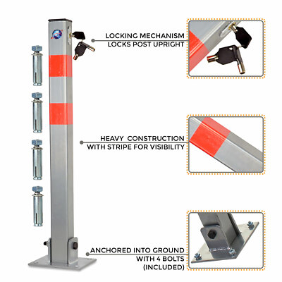 LOCKABLE PARKING BARRIER FOLDING CAR PARK BOLLARD SECURITY DRIVEWAY ...