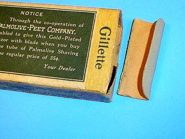 TWO ANTIQUE / VINTAGE GILLETTE BRASS SAFETY RAZOR HEADS IN BOX~WITH BAD ...