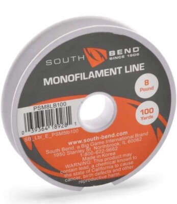 South Bend Fishing Monofilament Line - Small Diameter, 8lb Test, 100 ...