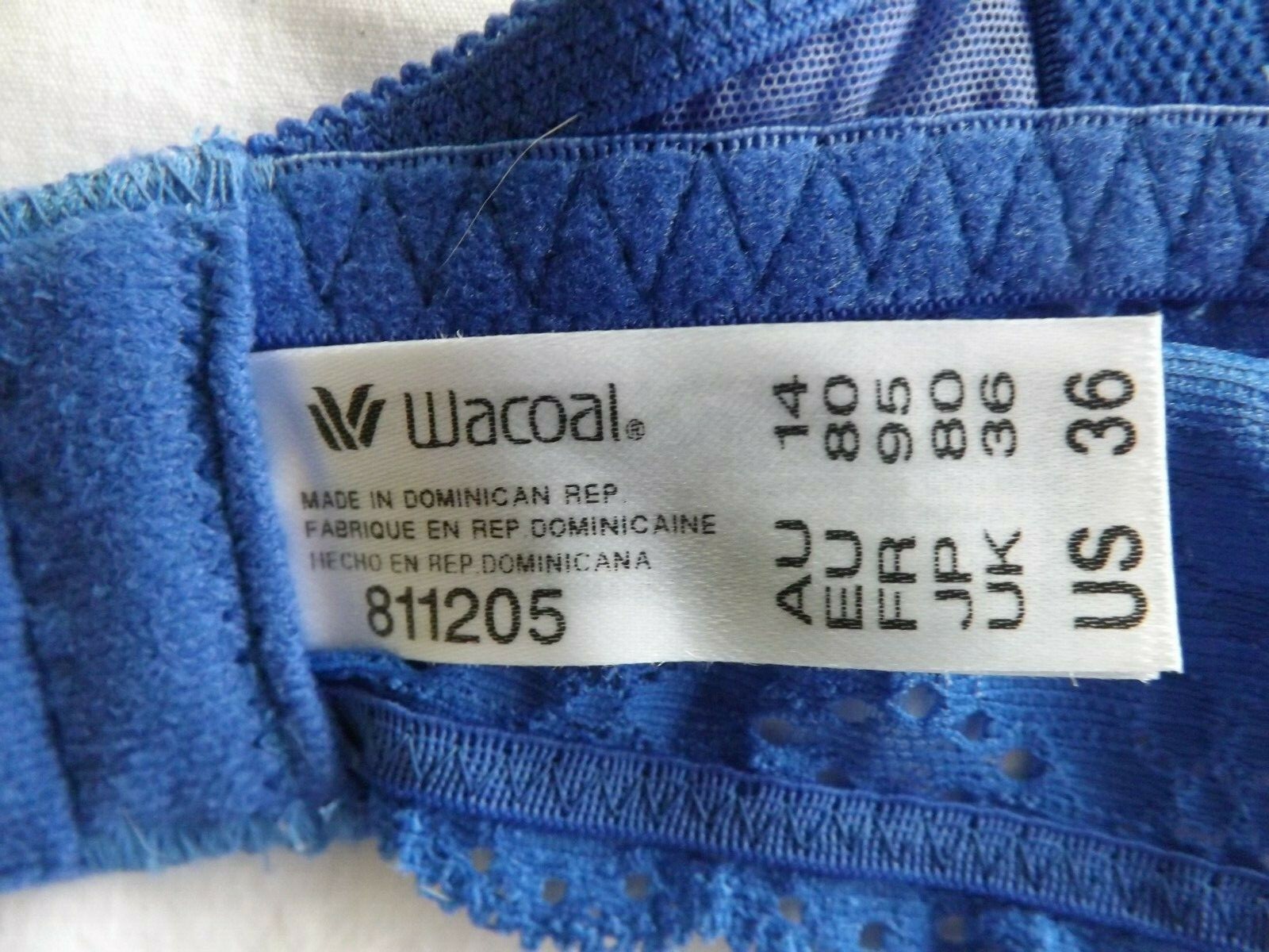 WACOAL~ 36~ #811205~ HALO LACE WIRELESS Bralette ~ Dazzling Blue #1493 ...