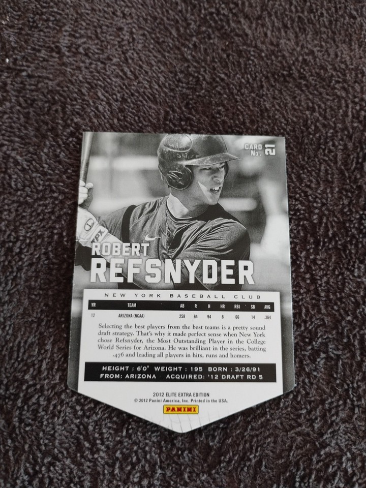 2012 Panini EEE Status Rob Refsnyder New York Yankees Die-Cut Card #21 ...