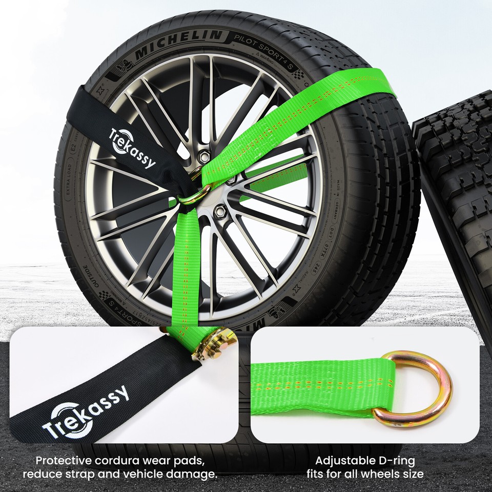 4 Pack Axle Straps Car Trailer Hauler Ratchet Tie Down Strap Towing ...