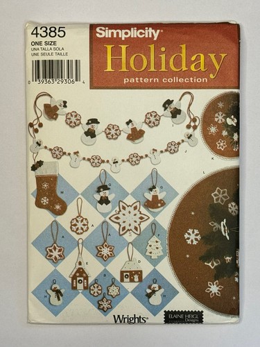Simplicity Pattern #4385 Holiday Christmas Decor Ornaments Tree Skirt ...