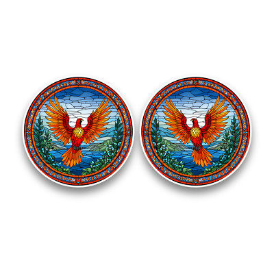 2x Small Phoenix Wild Bird Stained Glass Window Opaque Vinyl Sticker ...