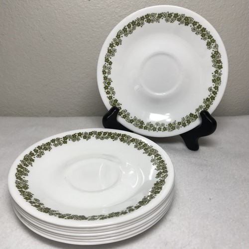 Corelle Livingware Corning Green Blossom Set 8 saucers C267 | eBay