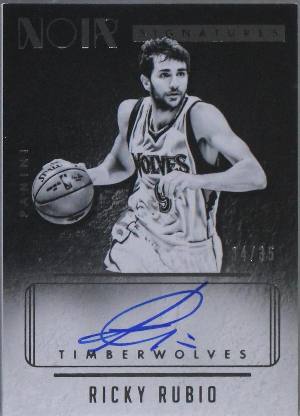 2014-15 Panini Noir - Signature Noir Ricky Rubio #NBW-RRU Black & White ...