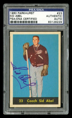 1960 PARKHURST #23 SID ABEL PSA/DNA PSA AUTOGRAPHED SIGNED HQ DETROIT ...