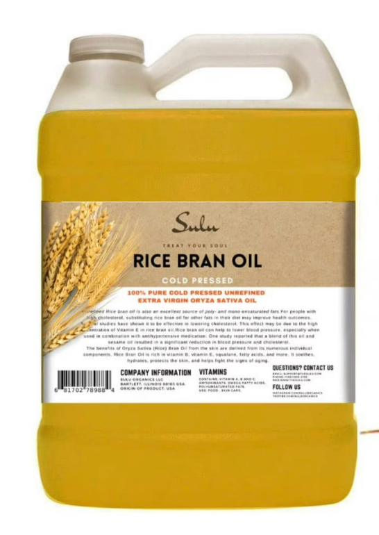 1 GALLON PURE UNREFINED RICE BRAN OIL ALL NATURAL COLD PRESSED OIL | eBay