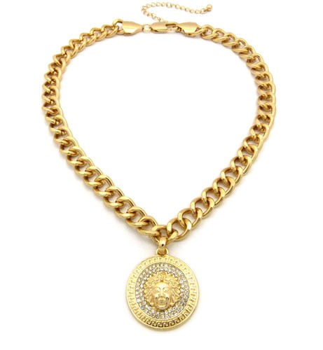 Women's Hip Hop Medusa Face Pendant 10mm 16" Link Chain Necklace RC805 ...