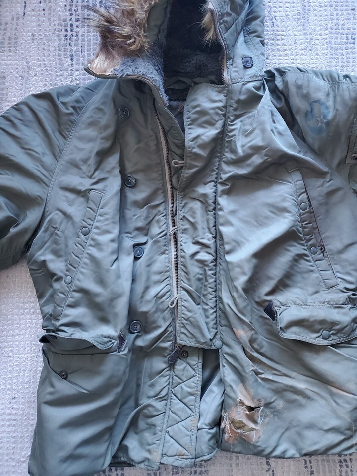 Original N3B USAF US Air Force Extreme Cold Weather Snorkel Parka Size ...