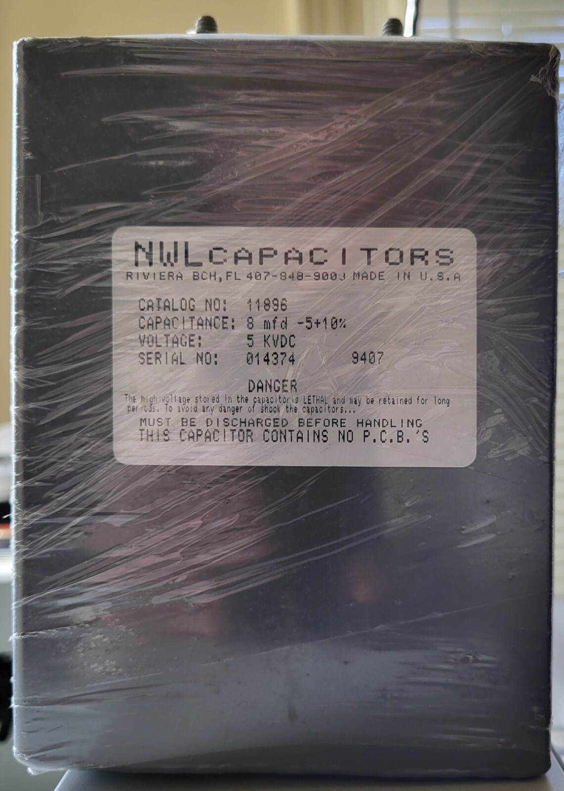 capacitor, 4 μFd, 1 kVdc, Plastic Capacitors model LK10-405Y, No PCBs ...