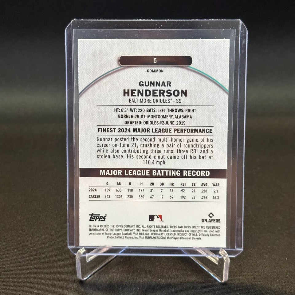 GUNNAR HENDERSON 2025 Topps Finest Common Blue Checkerboard /99 Orioles ...