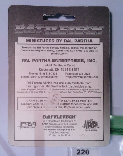 Battletech Kanazuchi Batt. Armor Ral Partha Lead-free pewter New in ...